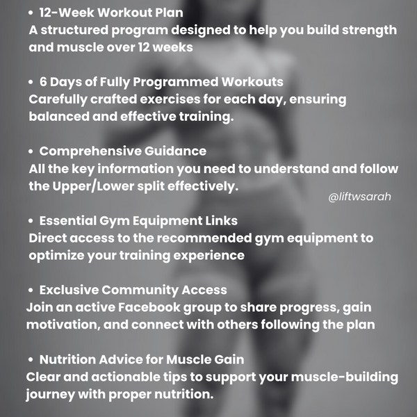 Upper/Lower Body 12 Week Workout Plan – liftwsarah